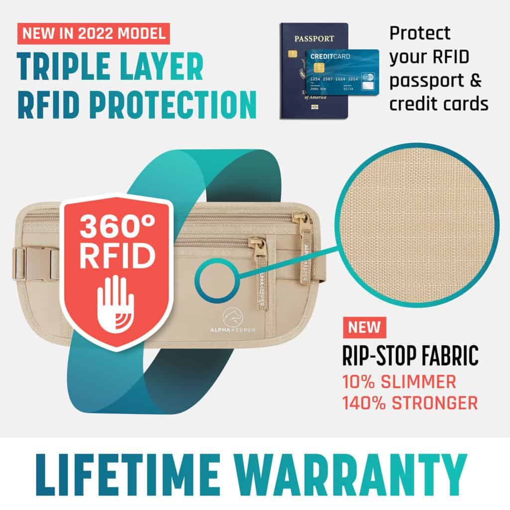 Beige RFID Money Belt | Alpha Keeper