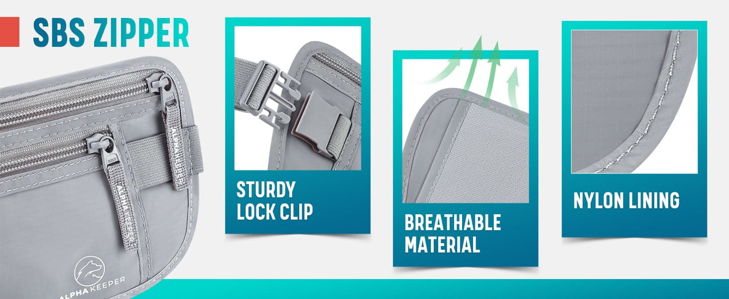 Black RFID Travel Money Belt | Hidden Travel Gear | Alpha Keeper